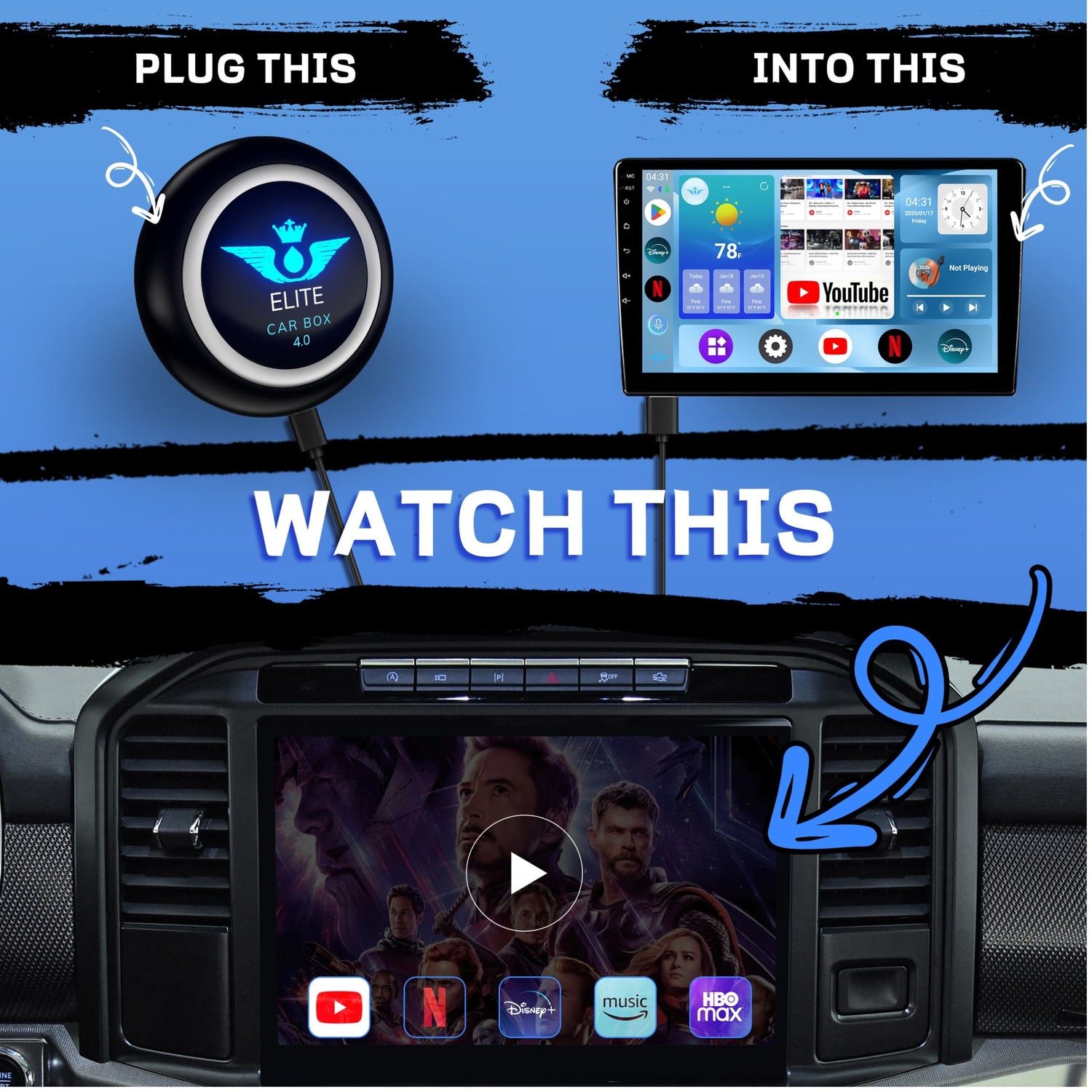 ELITE CAR BOX 4.0 Wireless Carplay / Android Auto + Streaming